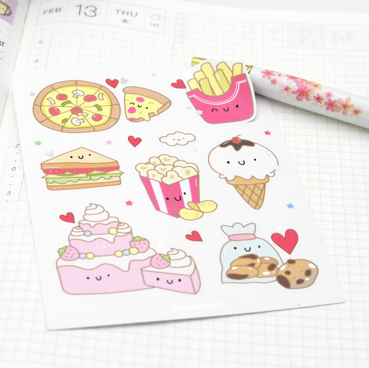 Comfort food foil stickers, pizza, fries, cookies – Subtle Dreams Co