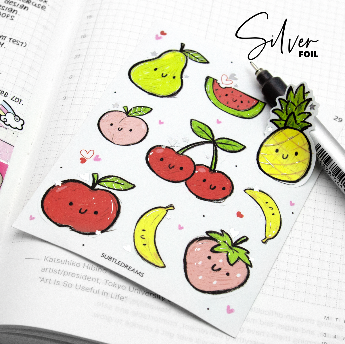 Fresh fruit vibes foil stickers, hand painted – Subtle Dreams Co