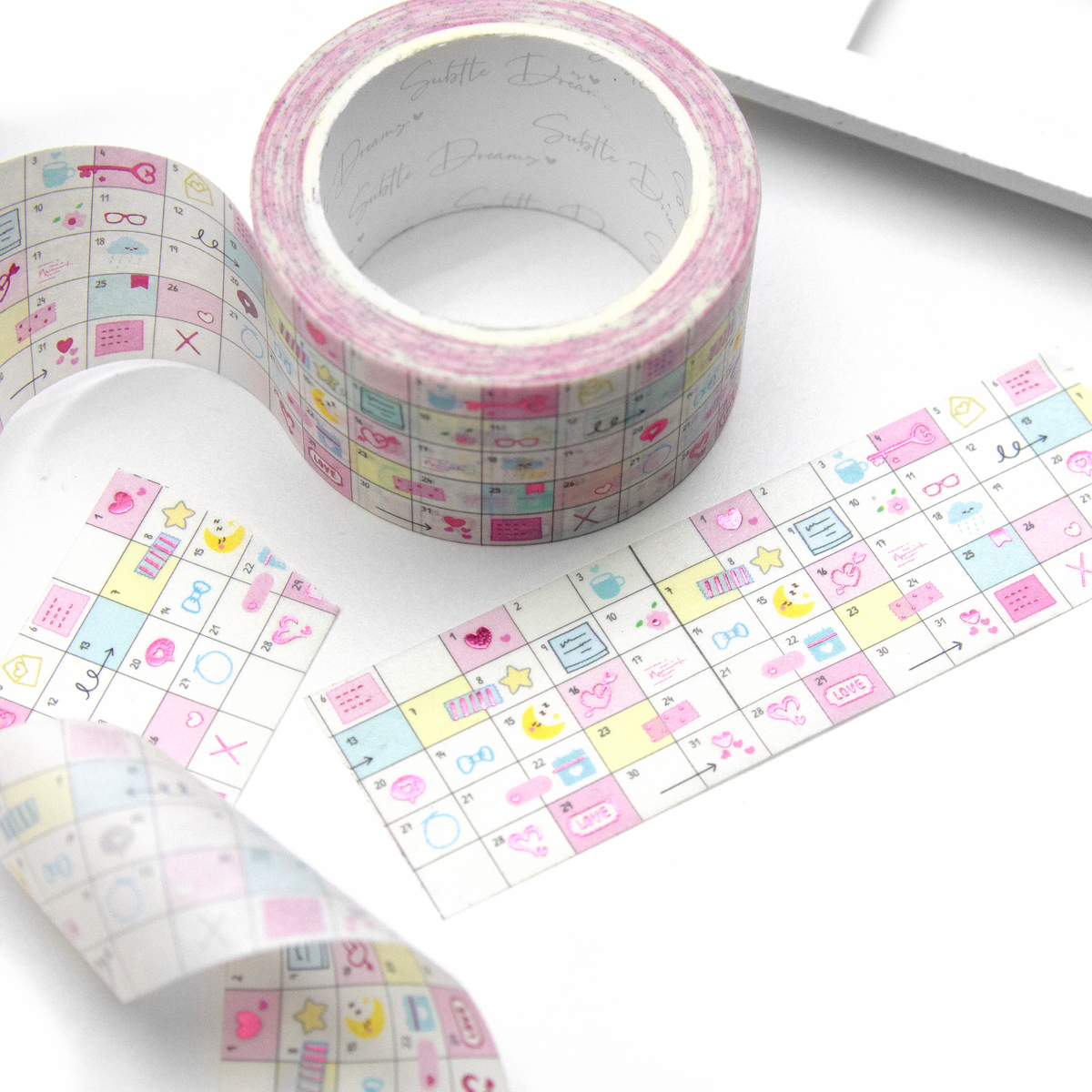 Planner girl grid washi Vol.2, planner tape, wide washi, pink foil ...
